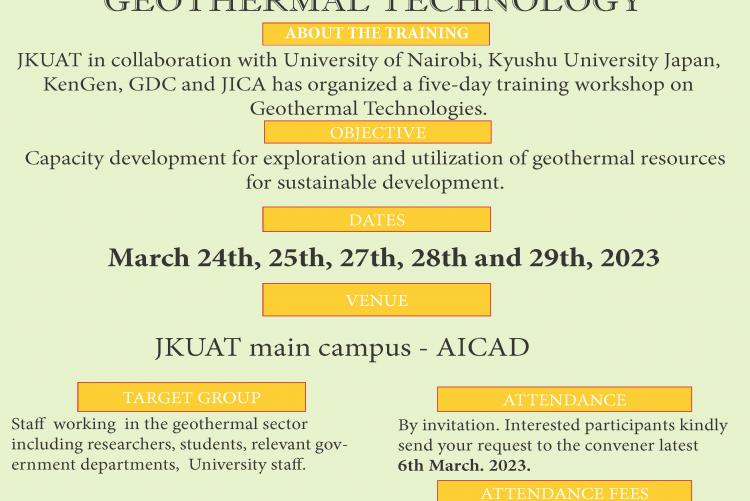 TRAINING ON GEOTHERMAL TECHNOLOGY WORKSHOP | Department of Earth ...